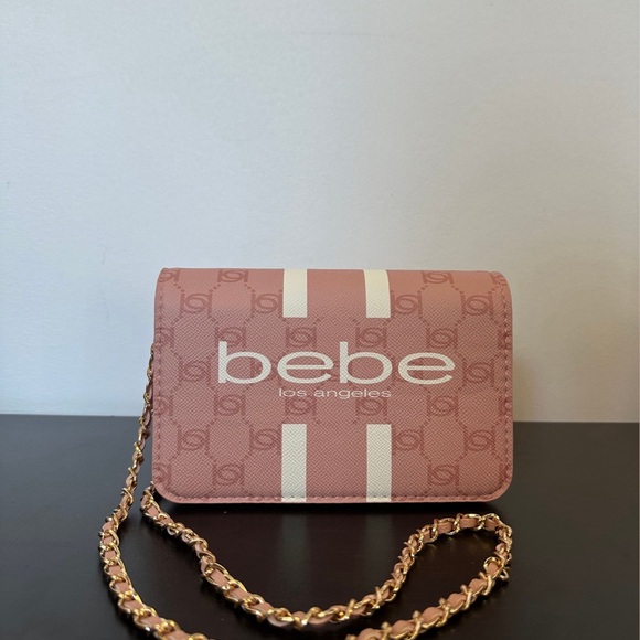 bebe | Bags | Bebe Pink And White Crossbody Bag With Gold Chain | Poshmark